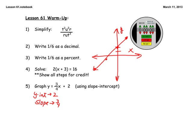 8th pre alg -l61--march11 | PDF