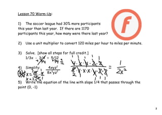 8th PreAlg - L70--March26 | PPT