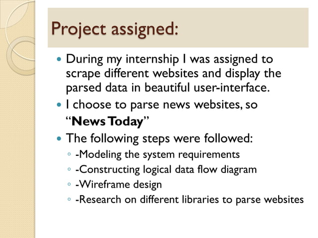 Final year internship presentation | PDF