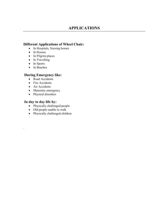 8th sem project report of wheel chair k-10655 | PDF