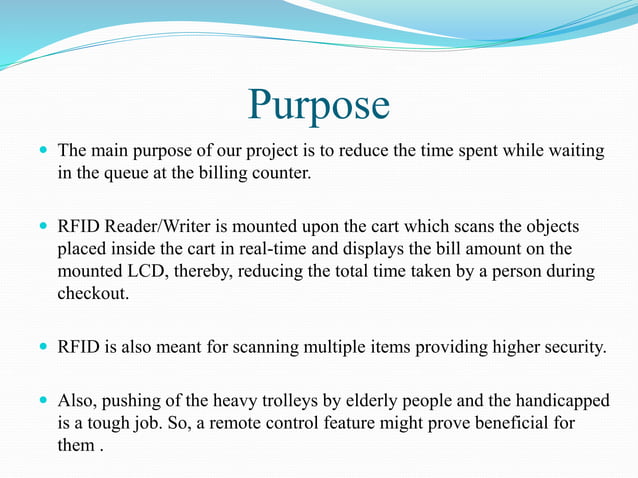 Smart shopping trolley using rfid and remote controlling | PPTX