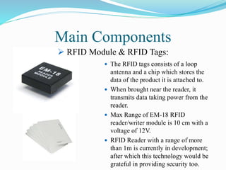 Smart shopping trolley using rfid and remote controlling | PPTX