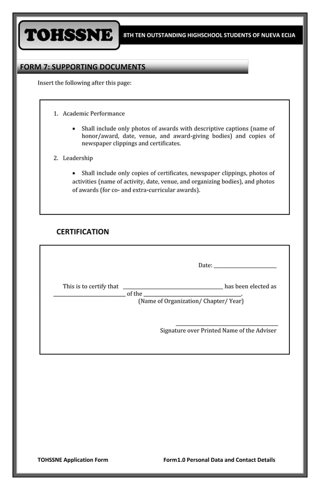 8th TOHSSNE Application Forms | PDF