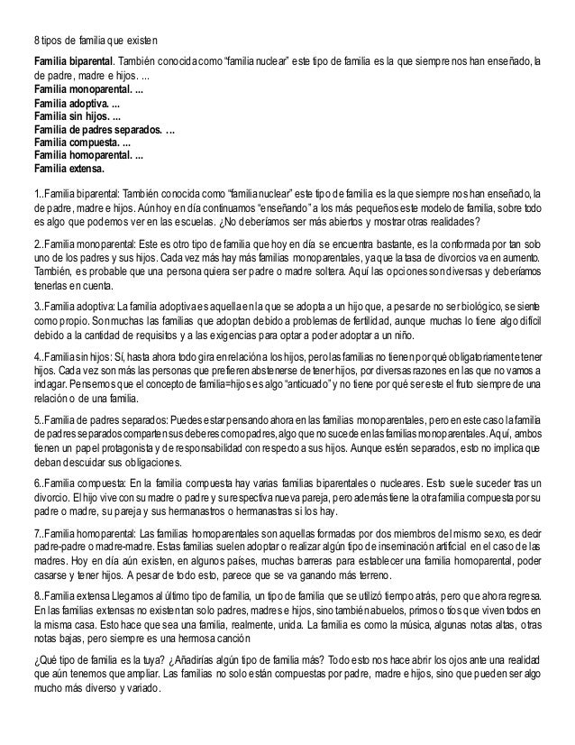 8 tipos de familia que existen | DOCX