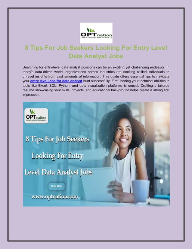 8 Tips For Job Seekers Looking For Entry Level Data Analyst Jobs | PDF