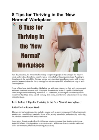 8 Tips for Thriving in the ‘New Normal’ Workplace.pdf | Mental Health ...