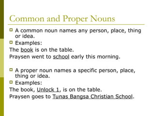 Parts of Speech: Nouns and Types of Nouns | PPT