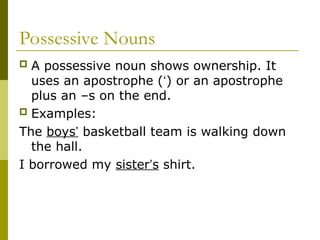 Parts of Speech: Nouns and Types of Nouns | PPT