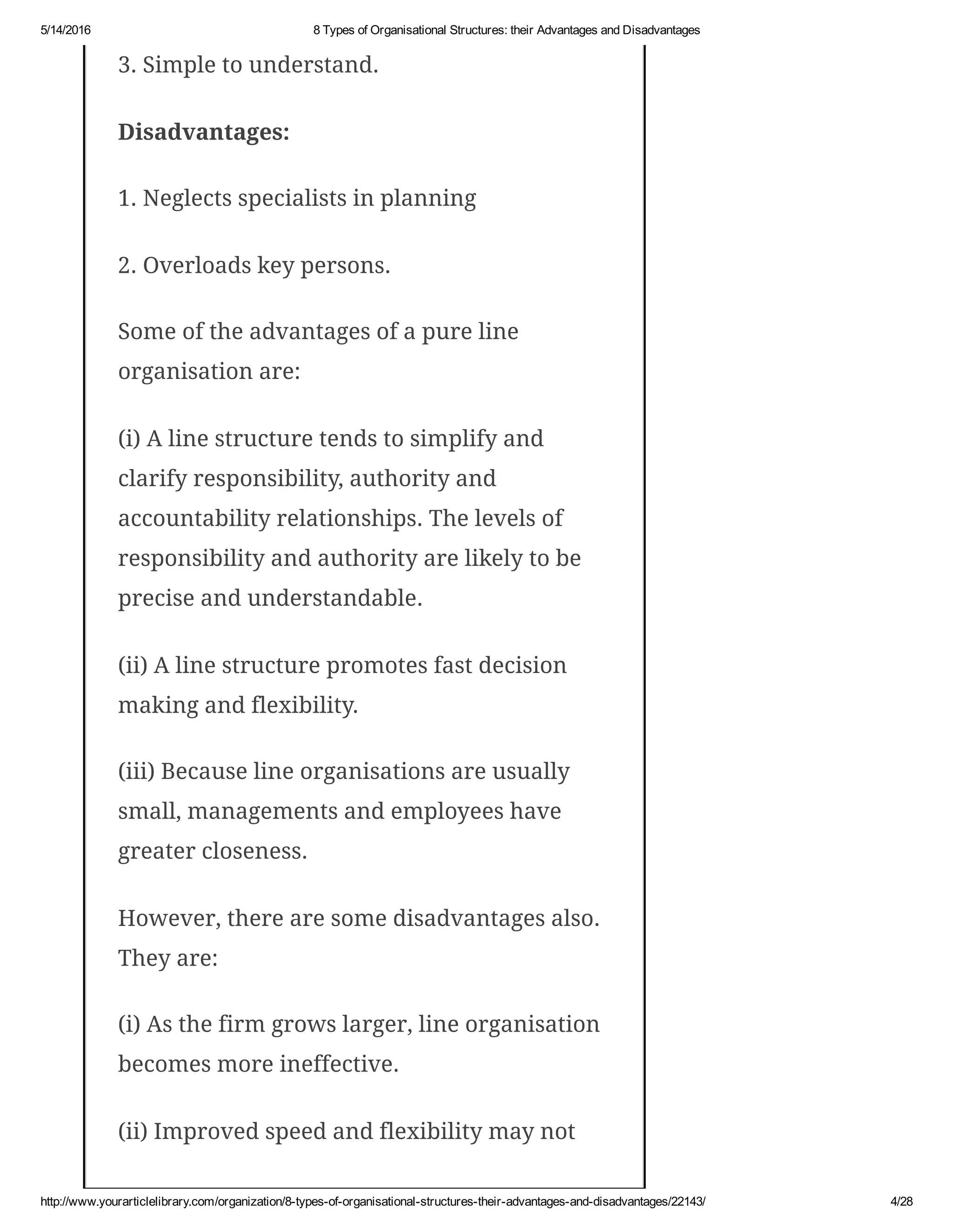 8 types of organisational structures their advantages and disadvantages ...