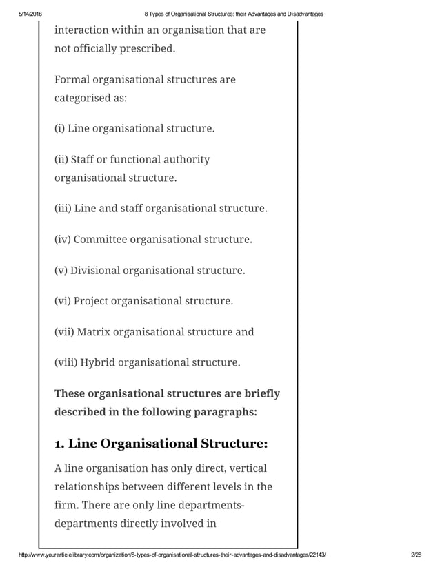 8 types of organisational structures their advantages and disadvantages ...