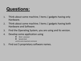 8unit1 introduction to computer software hardware | PPT