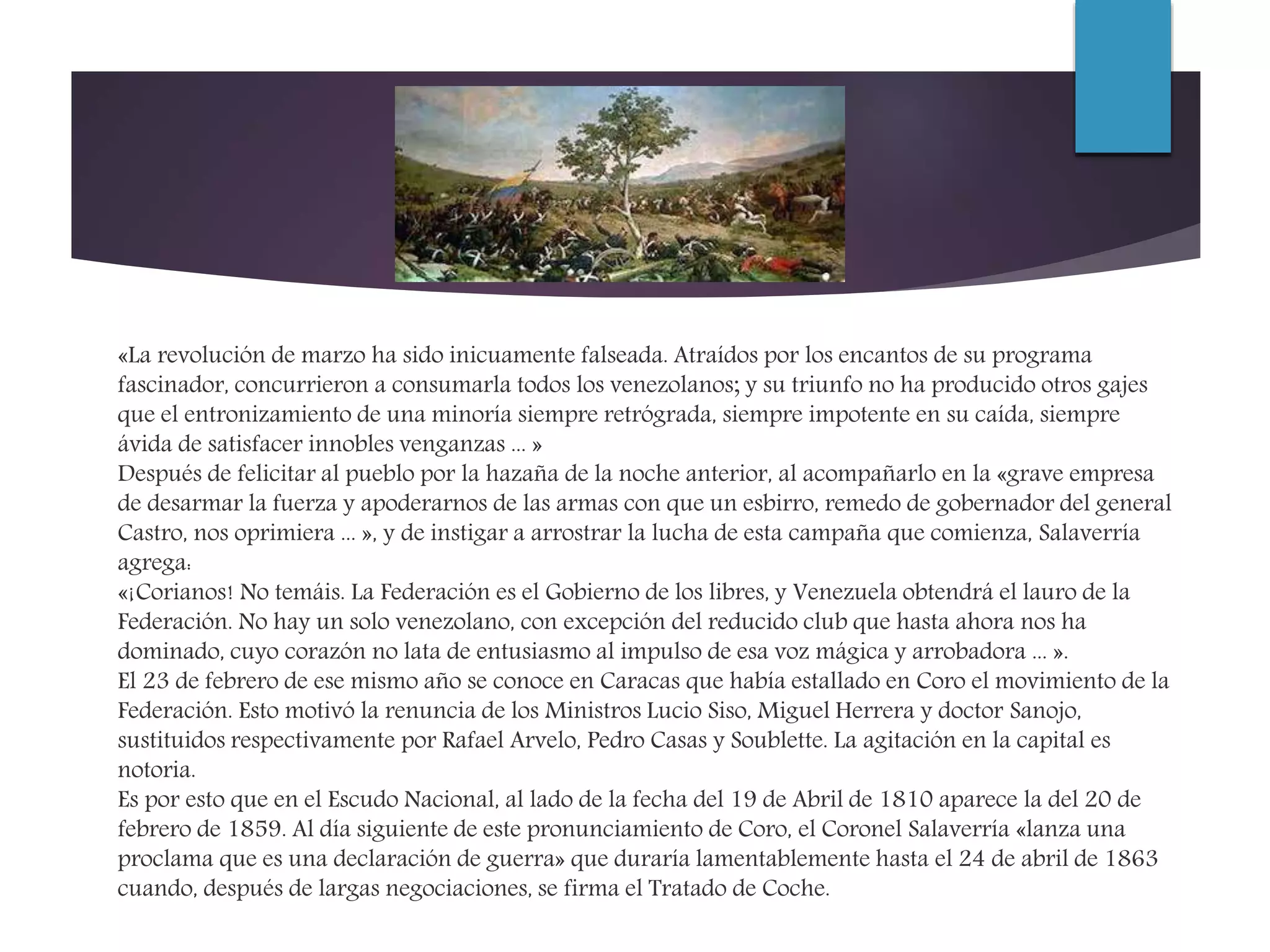 EL CAUDILLISMO – MILITARISMO 1830 – 1863 .LA GUERRA FEDERAL 1859 – 1863 ...