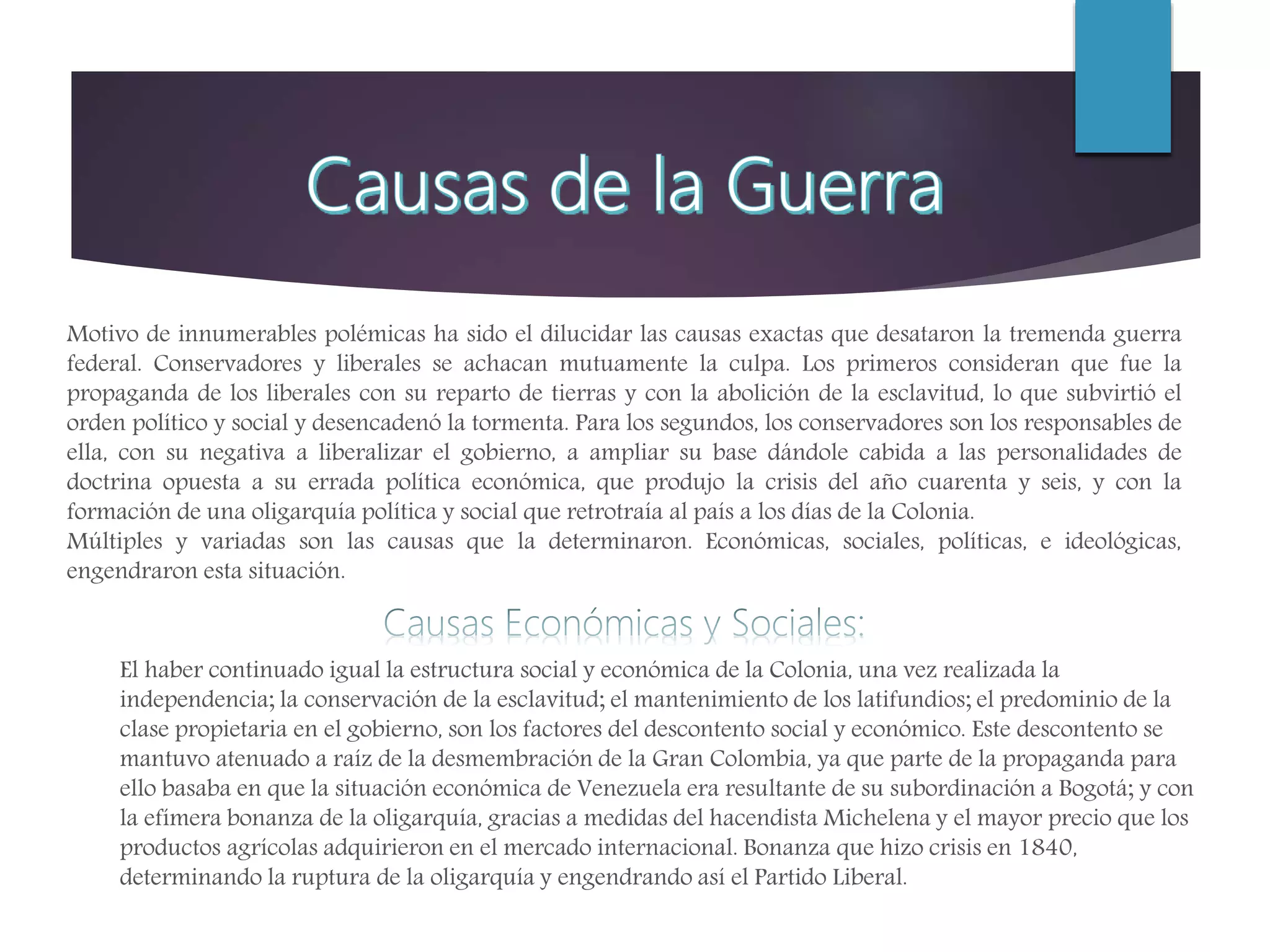 EL CAUDILLISMO – MILITARISMO 1830 – 1863 .LA GUERRA FEDERAL 1859 – 1863 ...