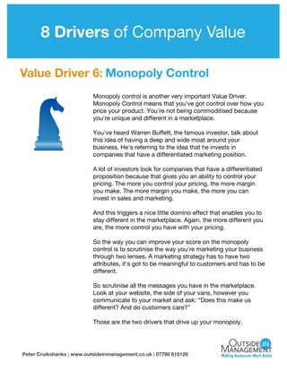 8 value drivers - Monopoly control | PDF