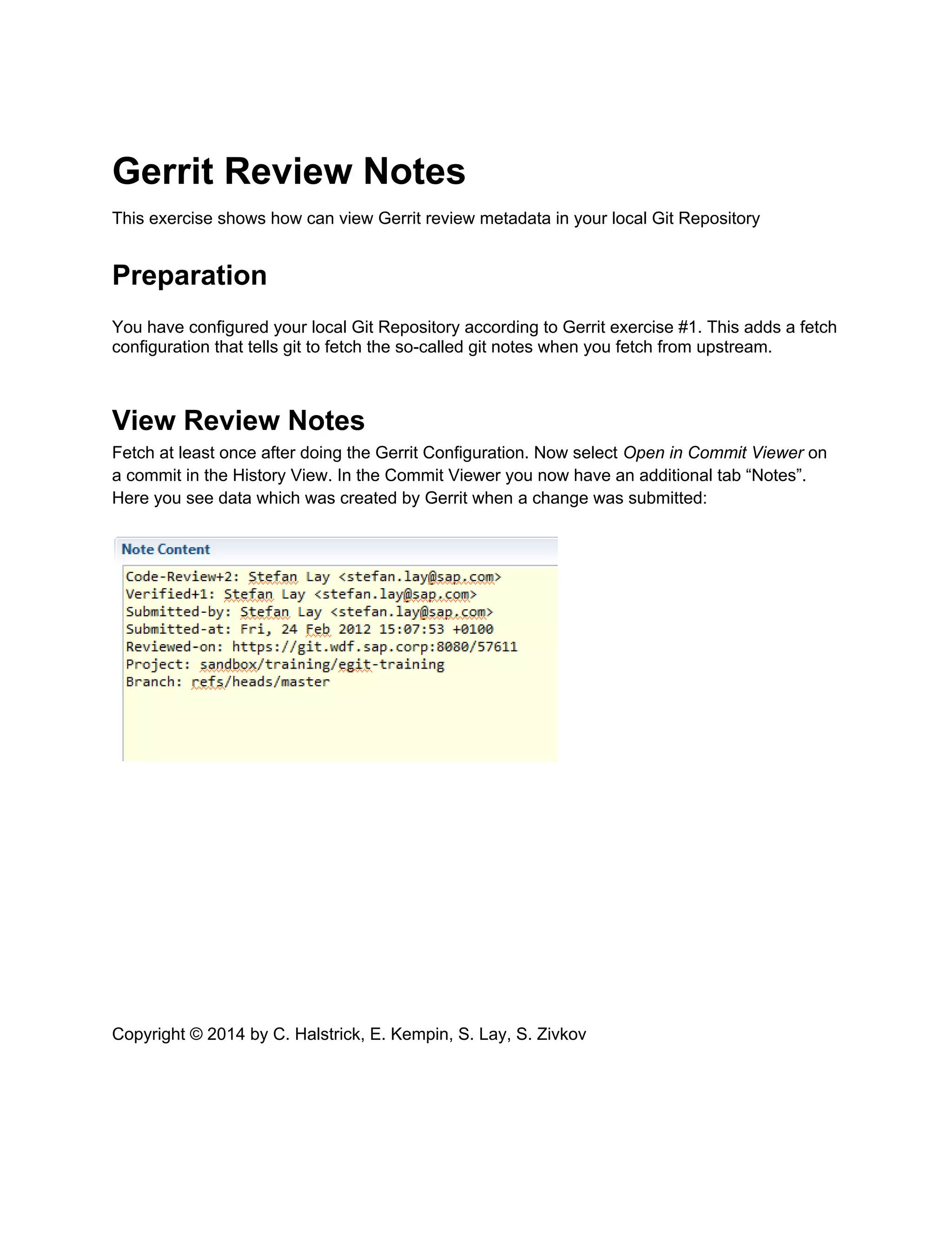 Git Tutorial EclipseCon France 2014 - Gerrit Exercise 8 - view gerrit ...