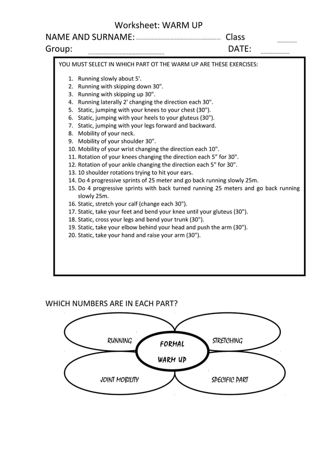 Warm up worksheet 1º and 2º ESO | PDF