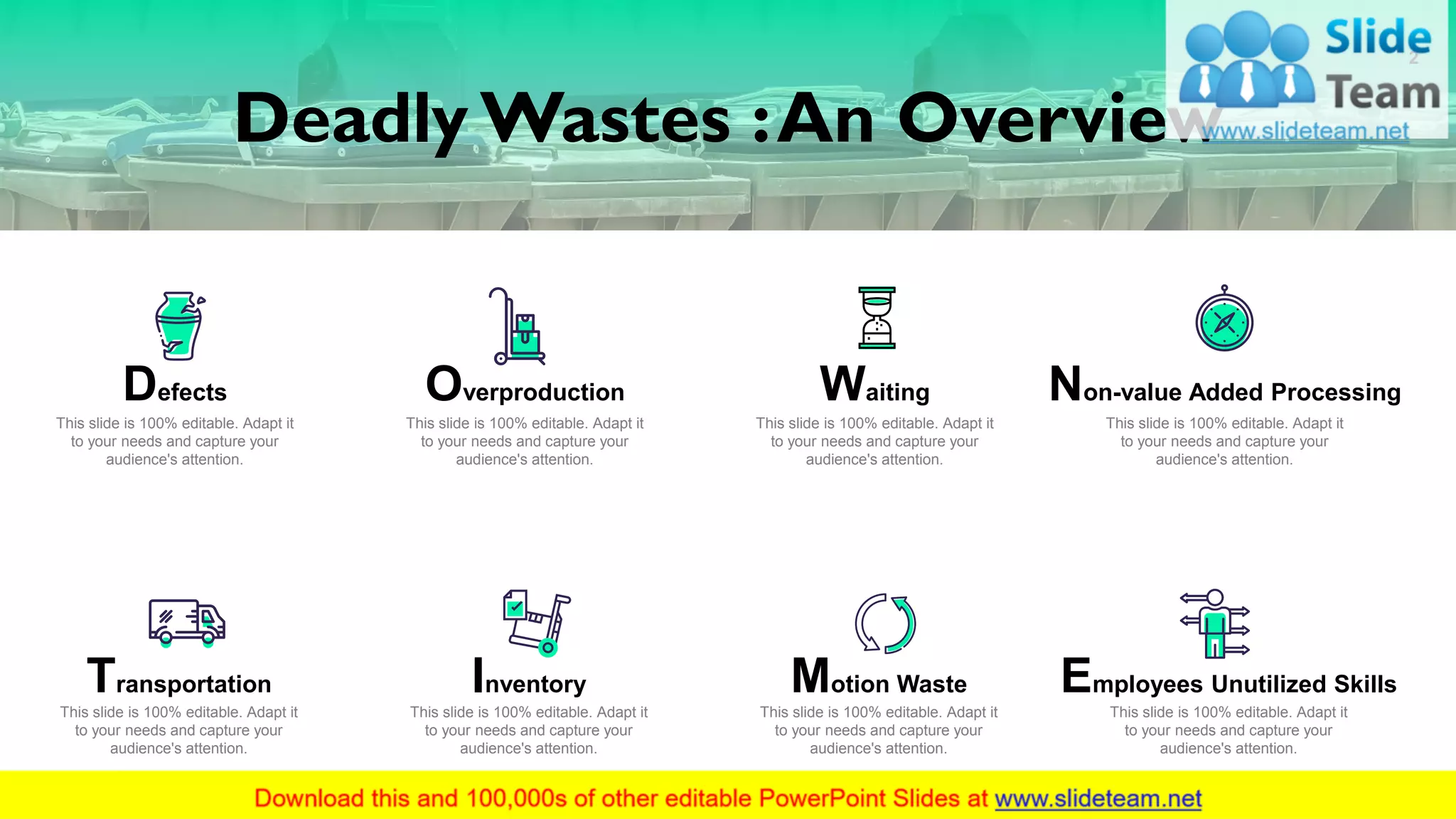 8 wastes Downtime PowerPoint Presentation Slides | PDF