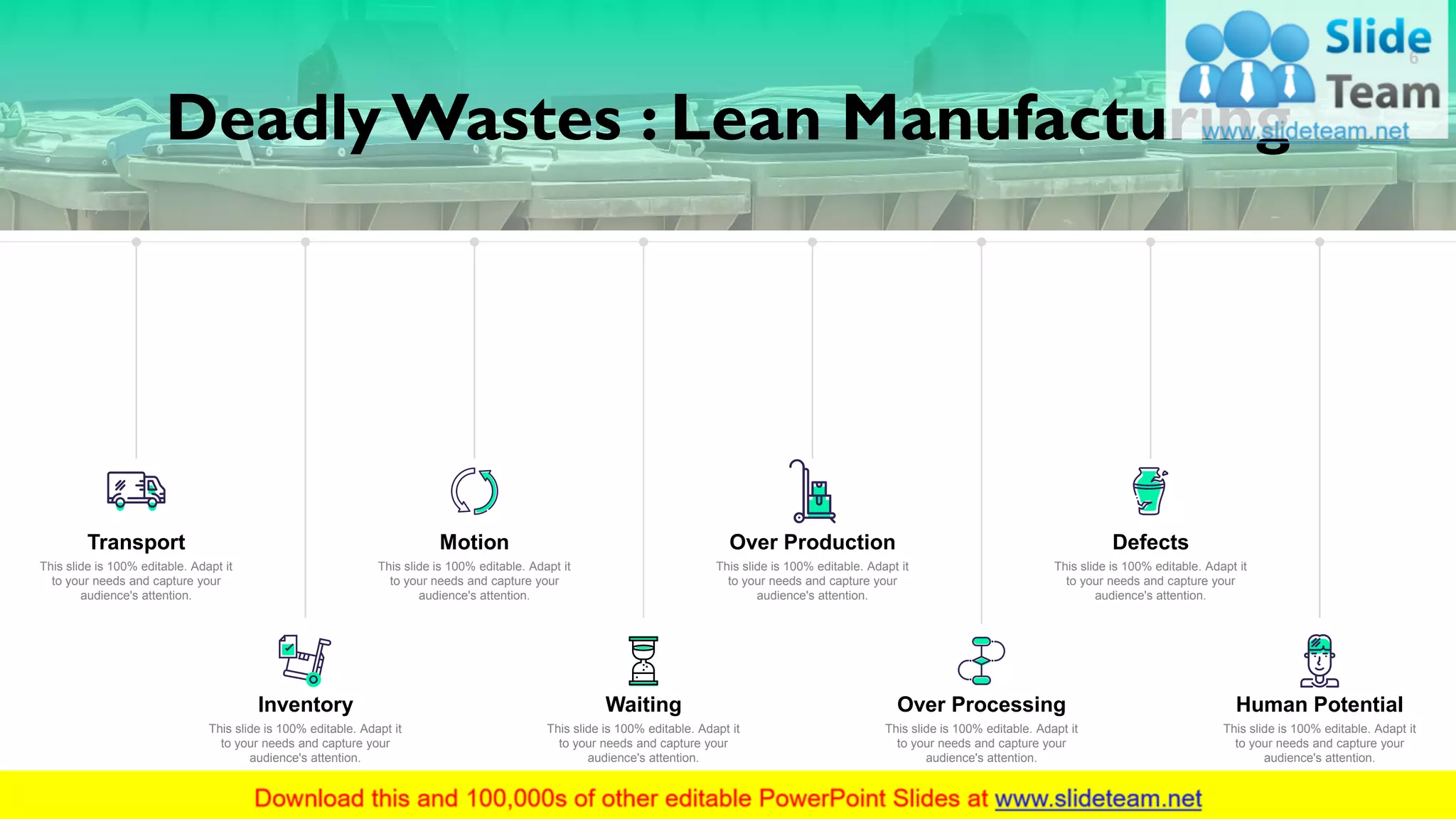 8 wastes Downtime PowerPoint Presentation Slides | PDF