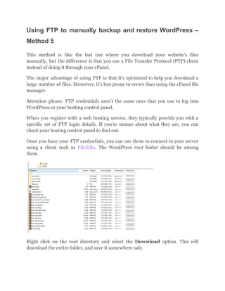 8 Ways to Backup and Restore Your WordPress Website | PDF