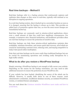 8 Ways to Backup and Restore Your WordPress Website | PDF