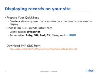 Website Integration with QuickBase - Joshua McGinnis | PPT