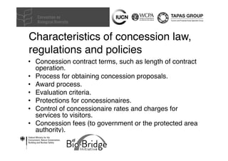 Legal framework for concessions in protected areas, Paul F J Eagles | PPT