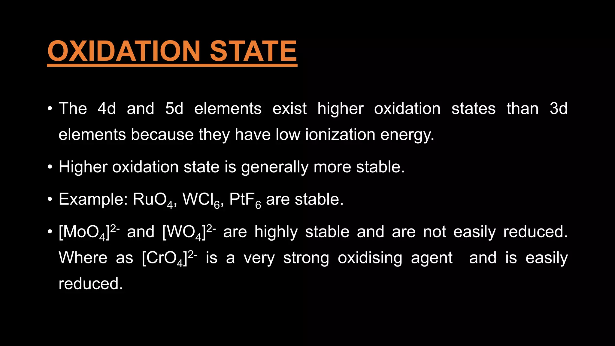 Comparative Study of d block elements, | PPTX