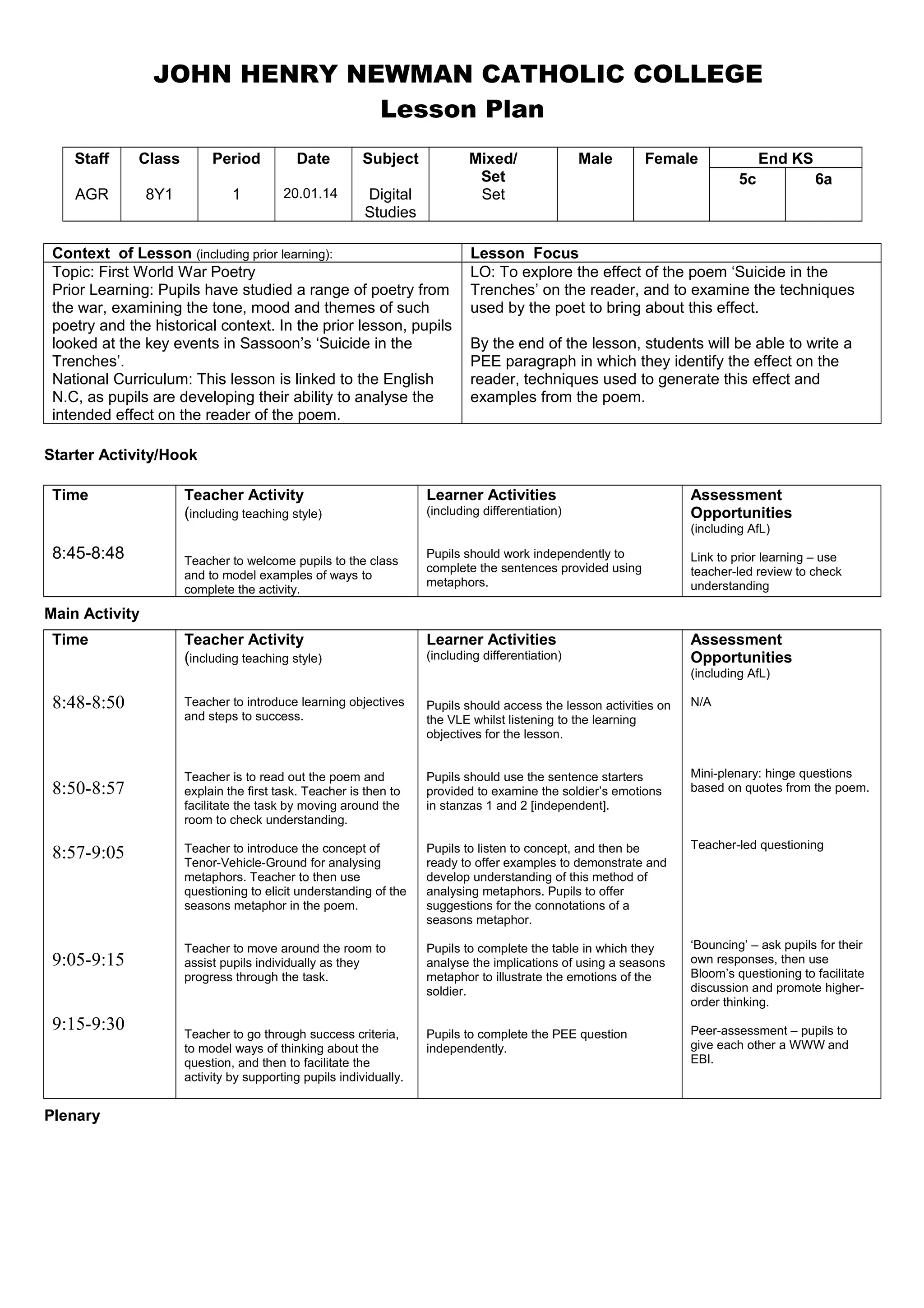8 y1 lesson plan 20 01-2014 | DOC