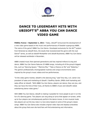 Dance to Legendary Hits with ABBA You Can Dance Video Game | PDF