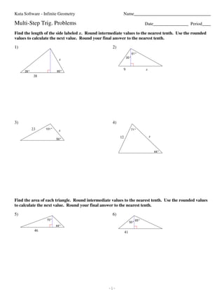 9.1 9.2 solving triangles and multi step (no key) | PDF | Science