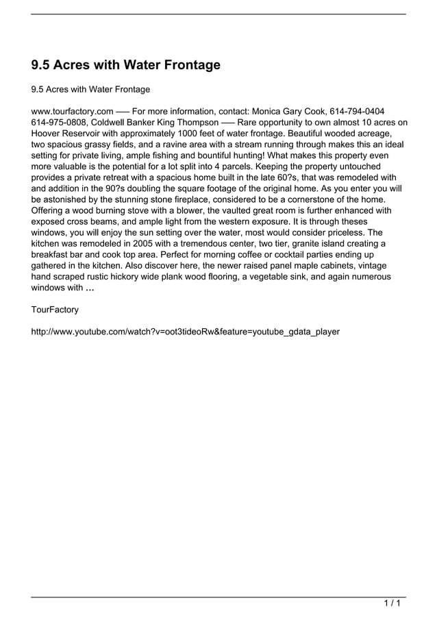 9.5 Acres with Water Frontage | PDF