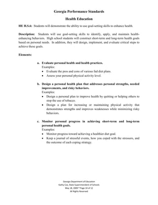 Georgia Health Education Standards | PDF