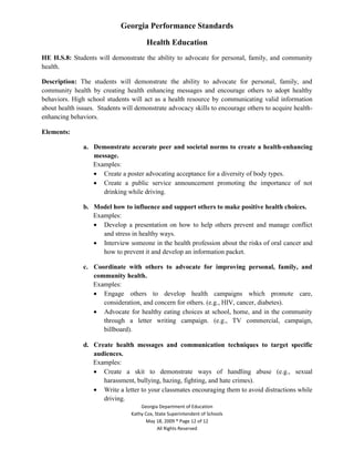 Georgia Health Education Standards | PDF