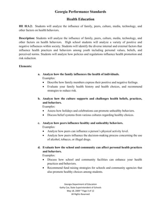 Georgia Health Education Standards | PDF