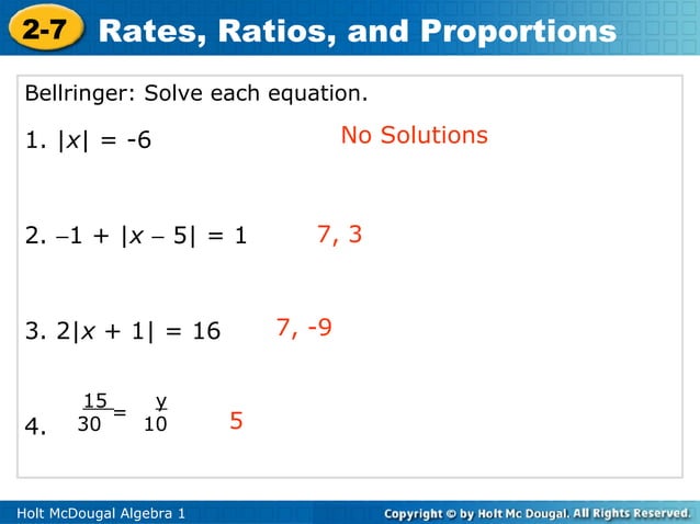 Algebra 1. 9.12 Lesson. Proportions | PPT