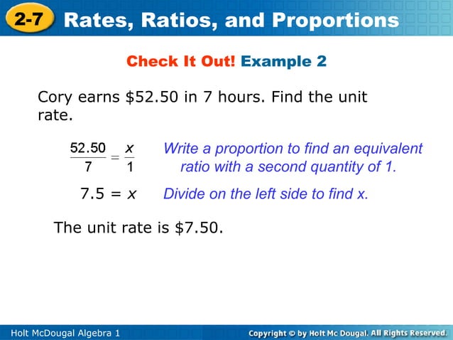 Algebra 1. 9.12 Lesson. Proportions | PPT