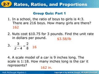Algebra 1. 9.12 Lesson. Proportions | PPT