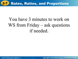Algebra 1. 9.12 Lesson. Proportions | PPT