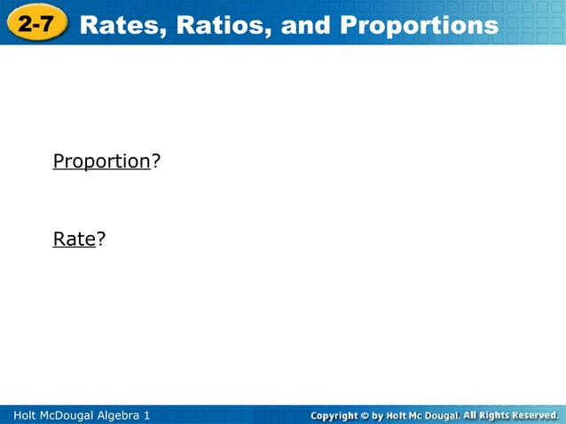 Algebra 1. 9.12 Lesson. Proportions | PPT