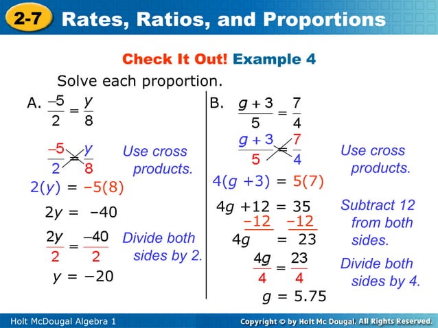 Algebra 1. 9.12 Lesson. Proportions | PPT