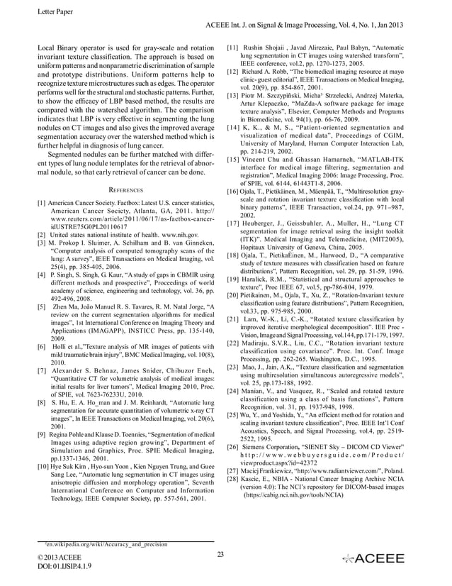 Lung Nodule Segmentation in CT Images using Rotation Invariant Local Binary Pattern | PDF