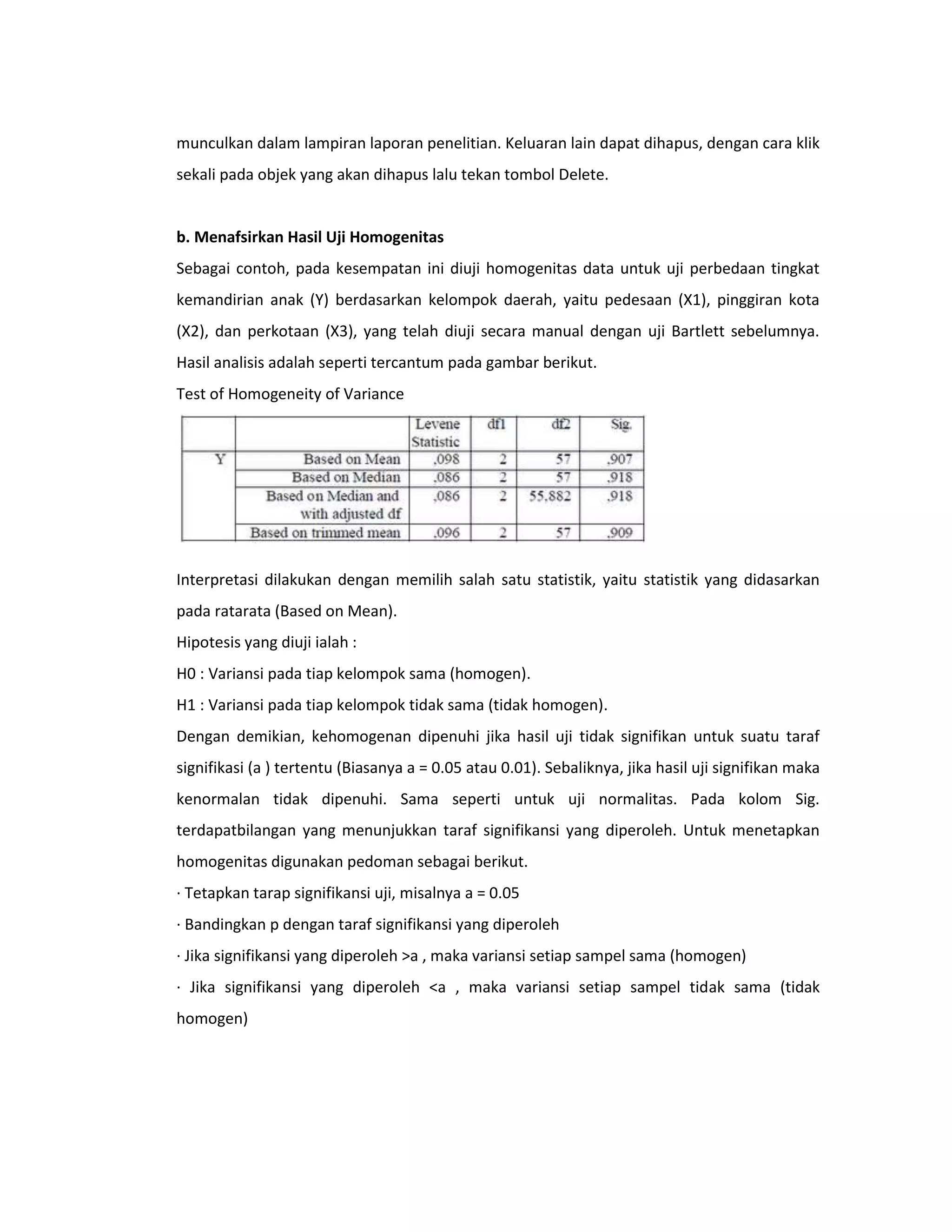 ringkasan uji homogenitas dan normalitas | DOCX