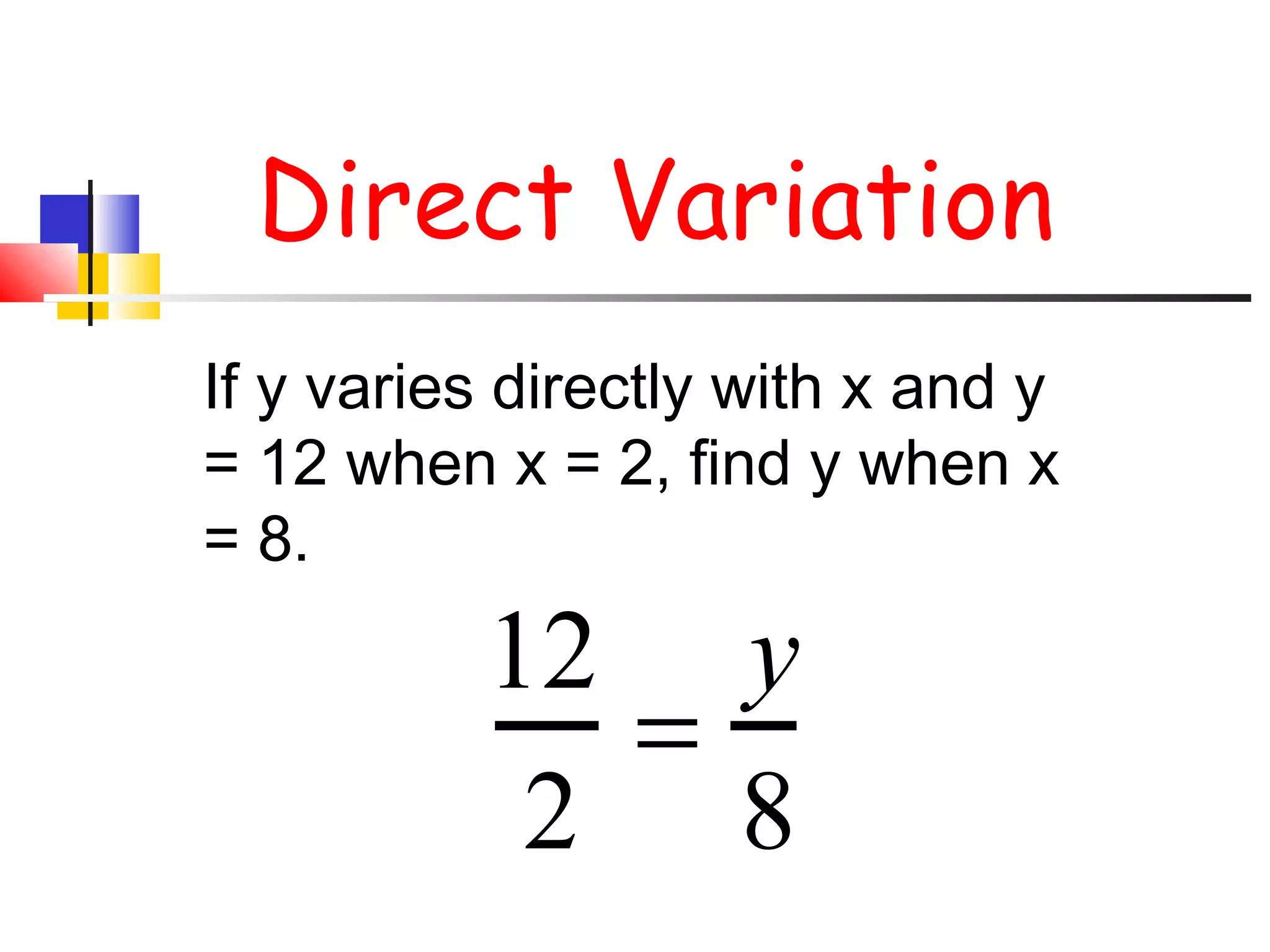 Direct and Inverse variations | PPT