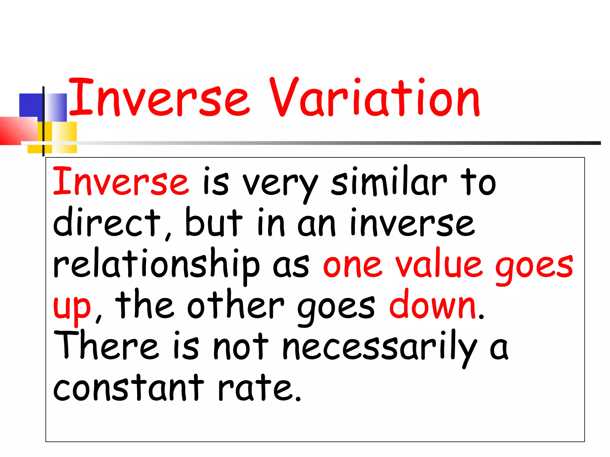 Direct and Inverse variations | PPT | Physics | Science