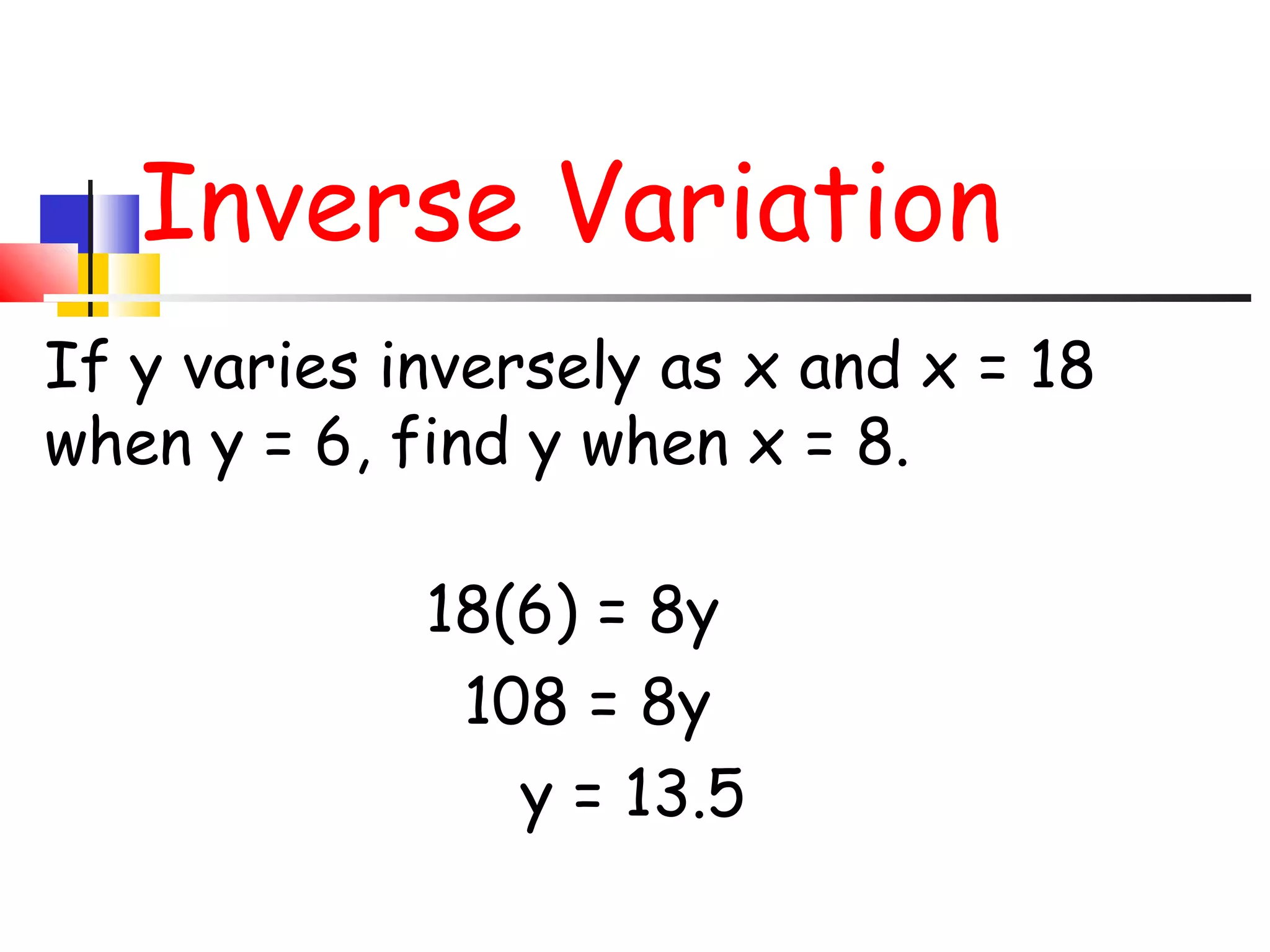 Direct and Inverse variations | PPT | Physics | Science