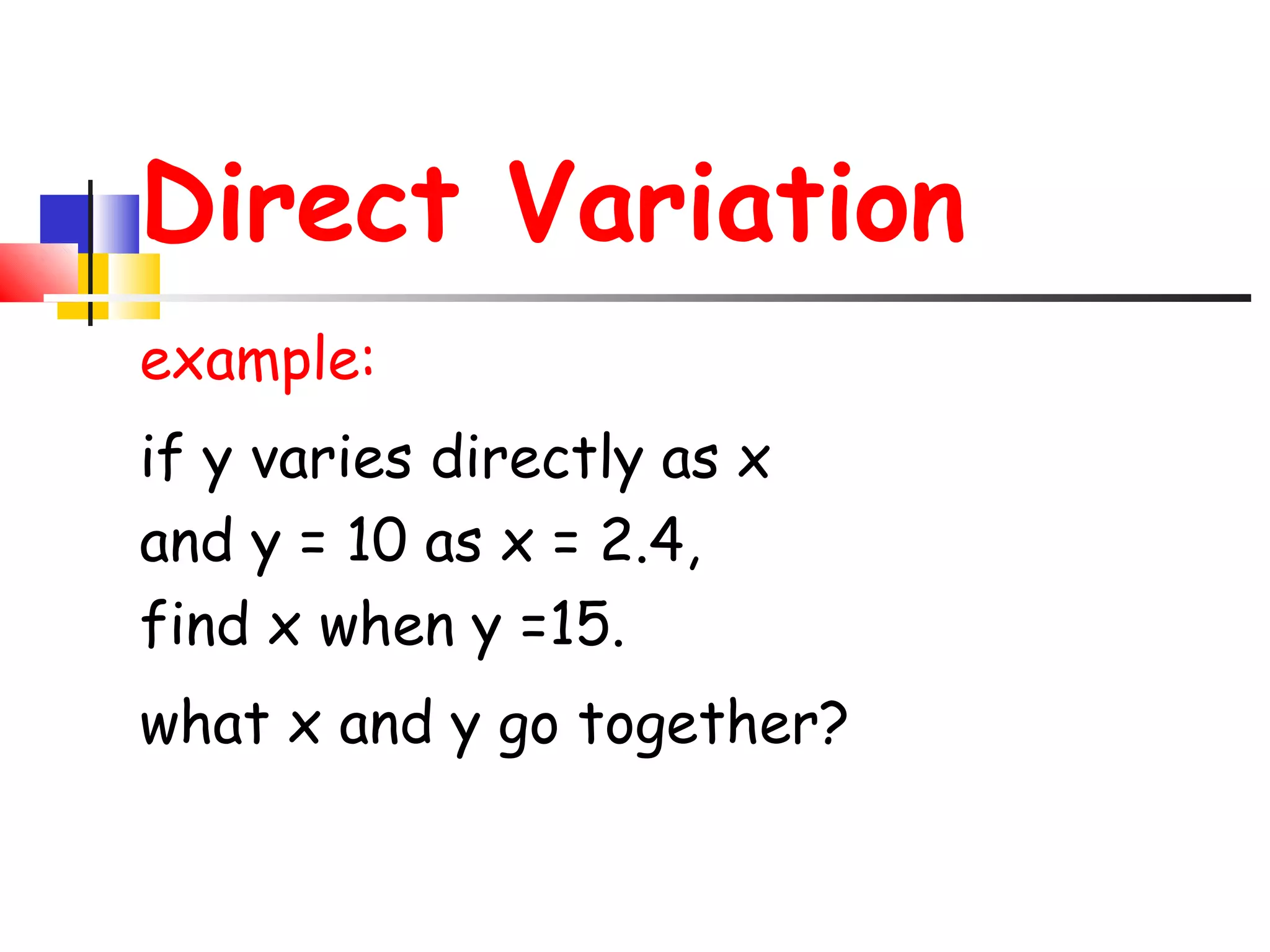 Direct and Inverse variations | PPT