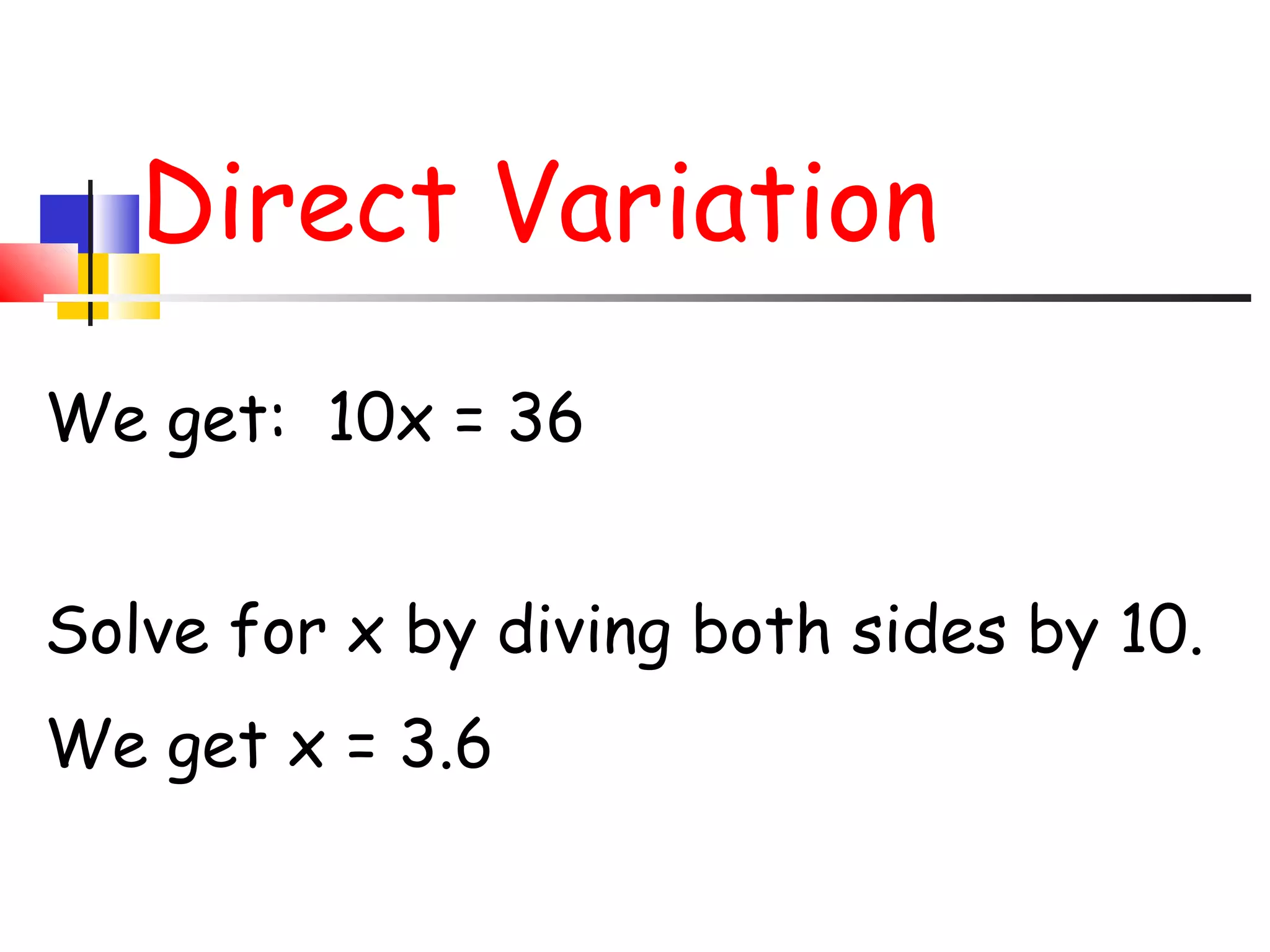Direct and Inverse variations | PPT