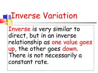 Direct and Inverse variations | PPT