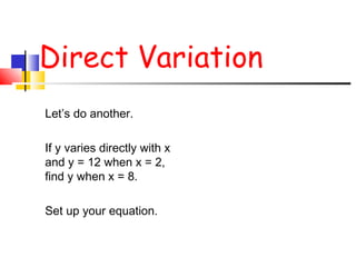 Direct and Inverse variations | PPT