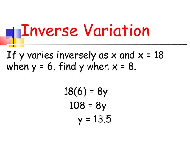 Direct And Inverse Variations